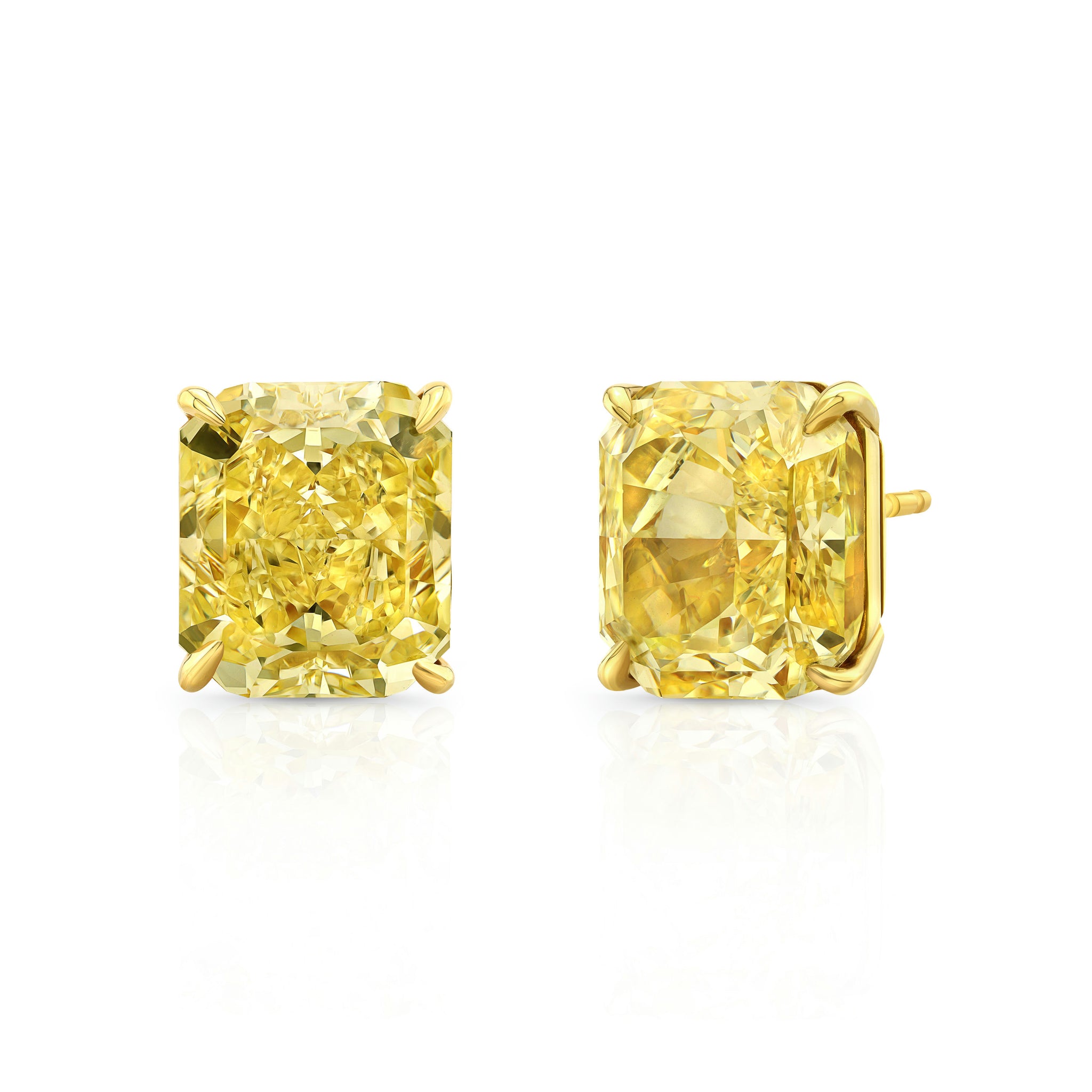 Fancy Intense Yellow Radiant Diamond Studs | Norman Silverman – Norman ...
