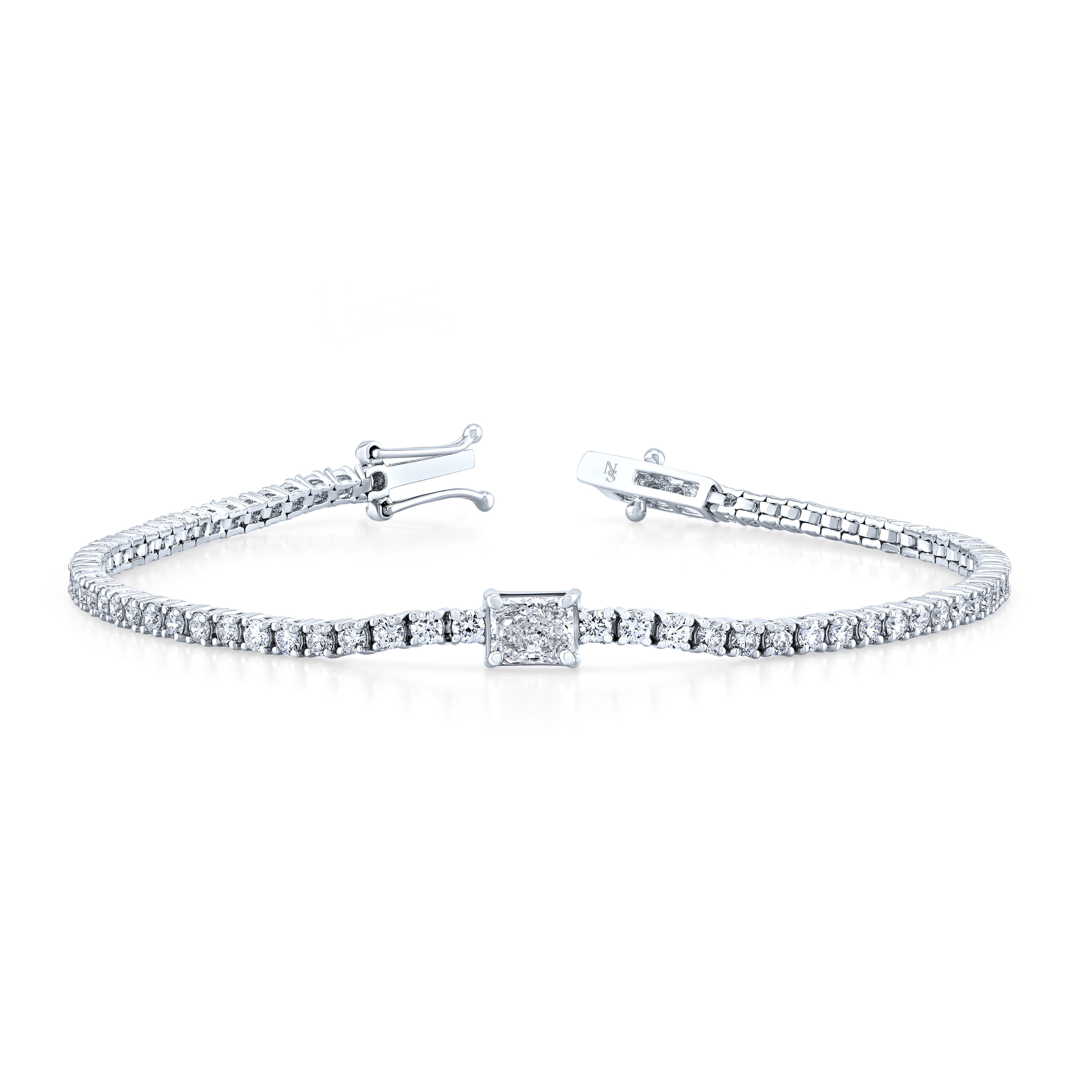 Straight Line Diamond Bracelet with Radiant Center – Norman Silverman