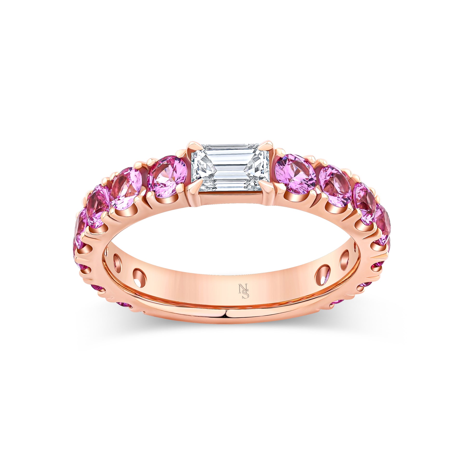 Diamond Accented Pink Sapphire Band – Norman Silverman