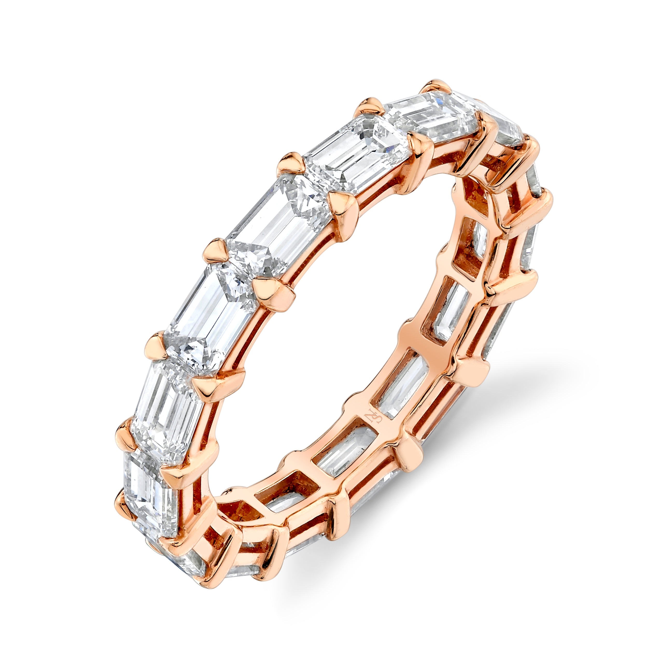 East West Emerald Cut Diamonds Eternity Band in 18k Rose Gold – Norman ...
