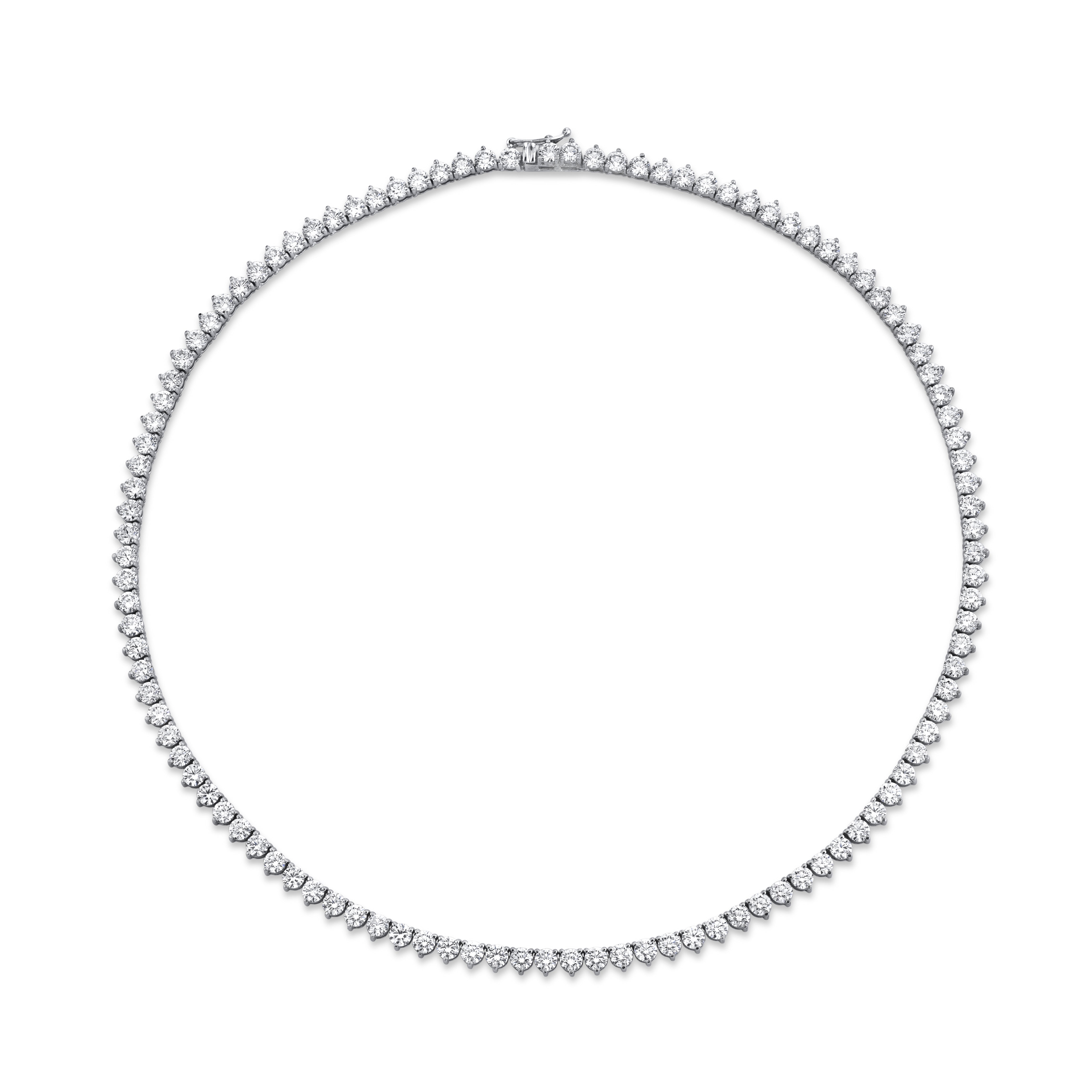 Straight Line 3.5mm Round Diamond 3-prong Necklace – Norman Silverman