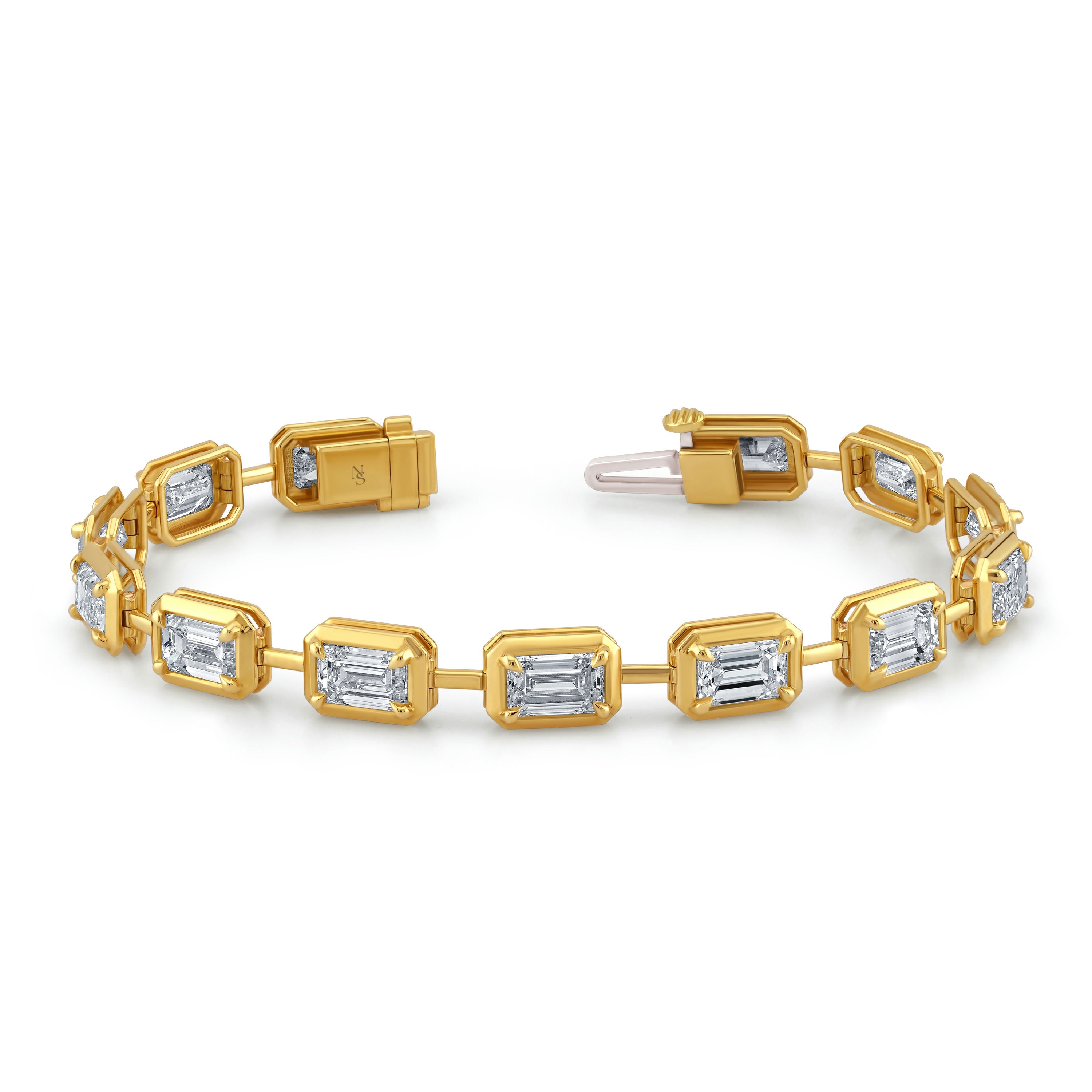 Emerald Cut Diamond Bezel Set Bracelet – Norman Silverman