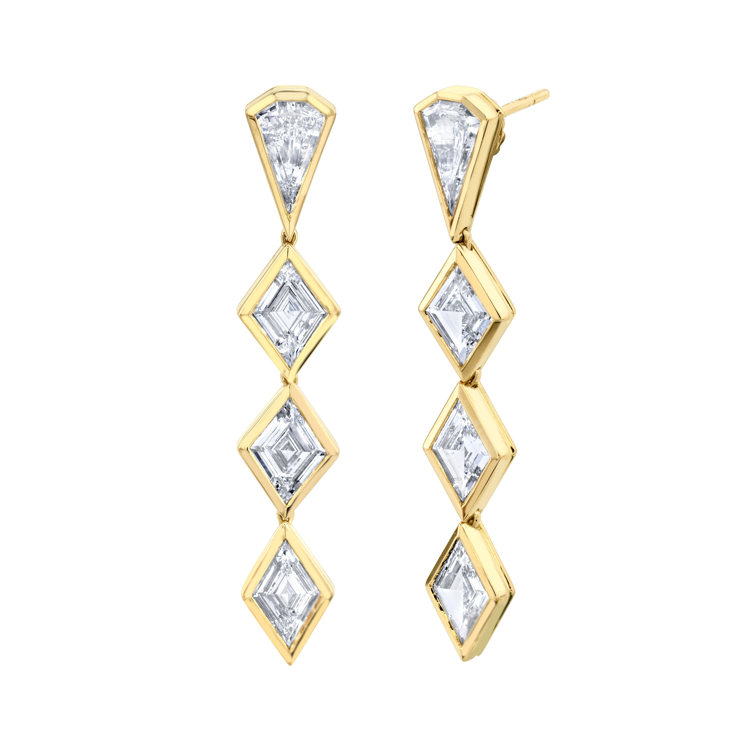 Lozenge cut Diamond Dangle Earrings in 18K Yellow Gold – Norman Silverman