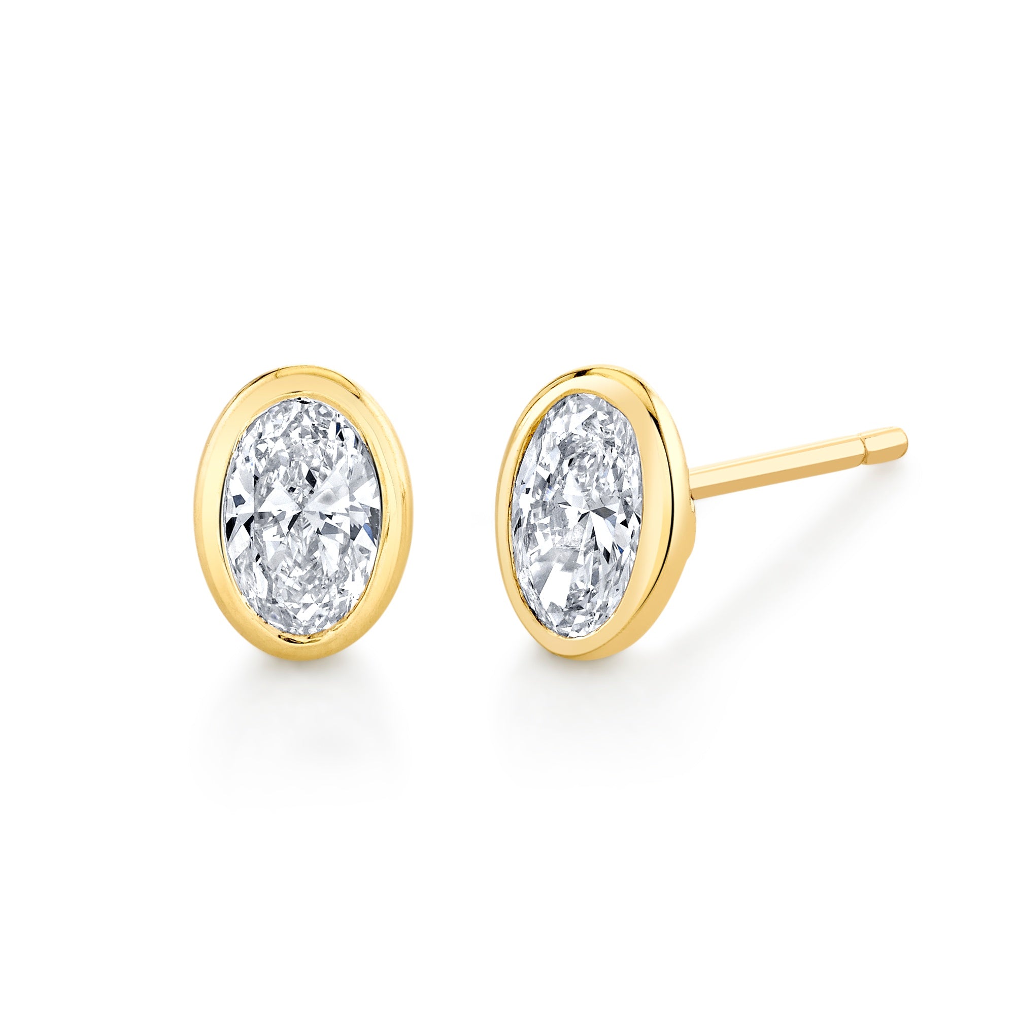 Oval Diamond Bezel Set Studs – Norman Silverman