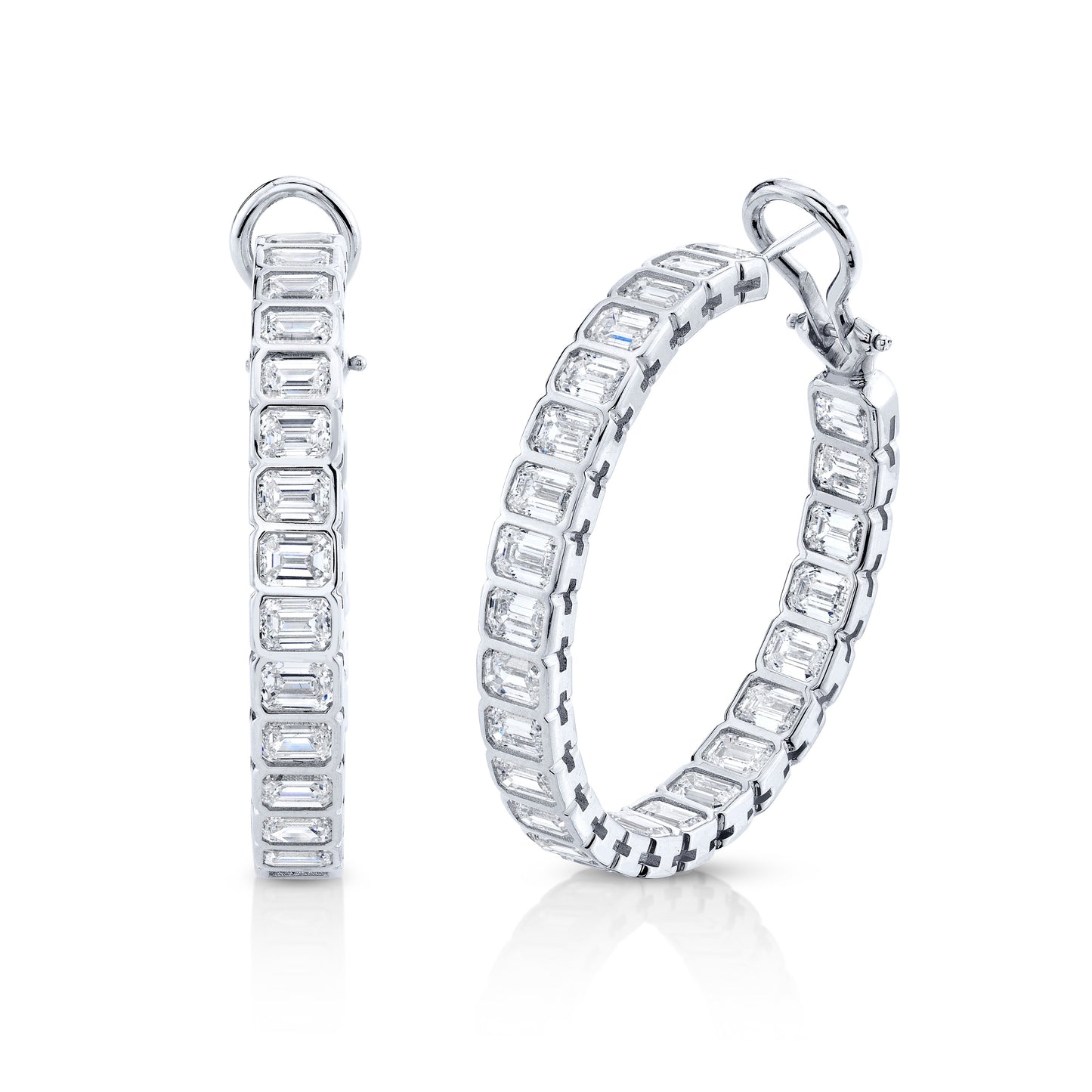 Bezel Set Emerald-Cut Diamond Hoop Earrings – Norman Silverman Bezel Set Emerald-Cut Diamond Hoop Earrings – Norman Silverman