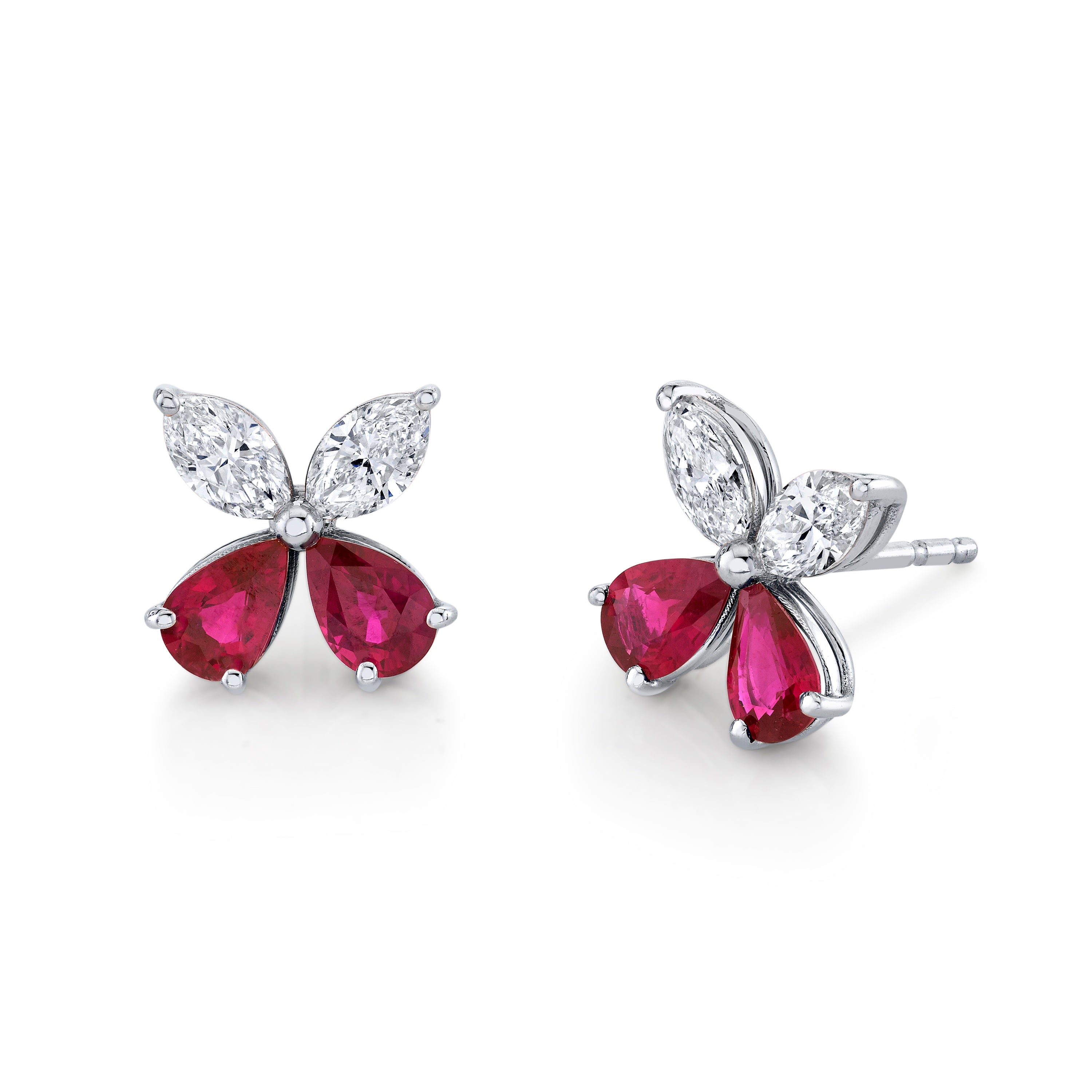 Diamond and Ruby Floret Studs | Norman Silverman – Norman Silverman