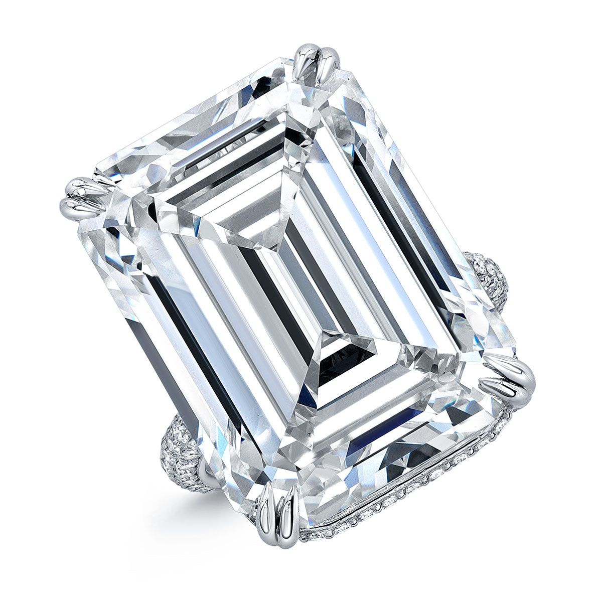 Norman Silverman Los Angeles | 1.23 Ct Platinum Emerald Cut Pave Ring